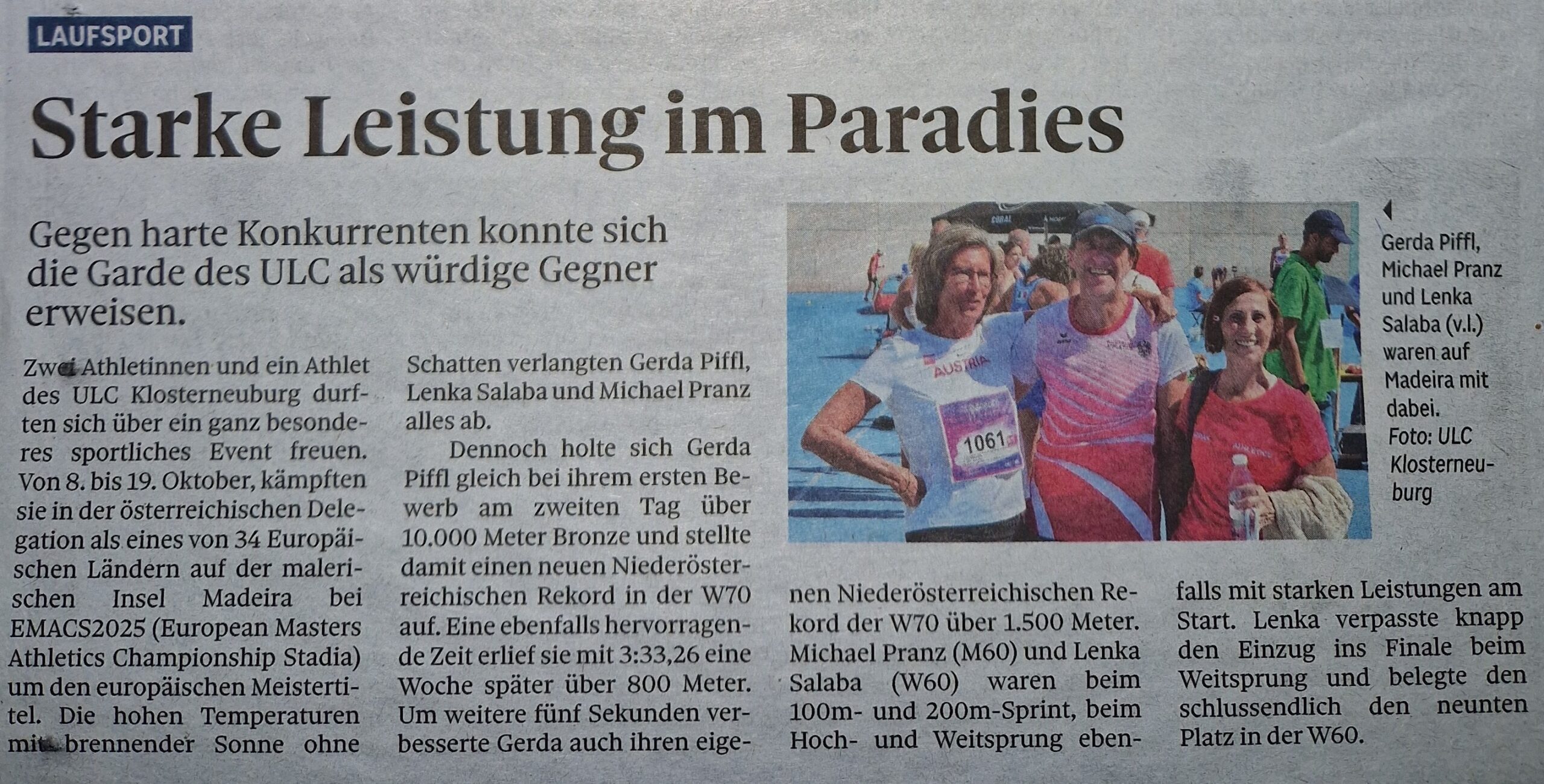 NÖN 43/2025: Gerda Piffl holt Bronze bei den Europameisterschaften der ...