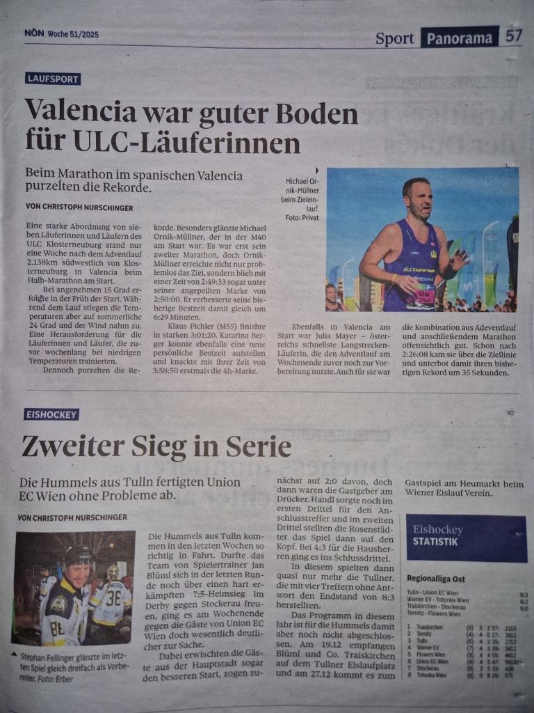 NÖN 51/2025: Neue persönliche Rekorde beim Valencia Marathon - ULC ...